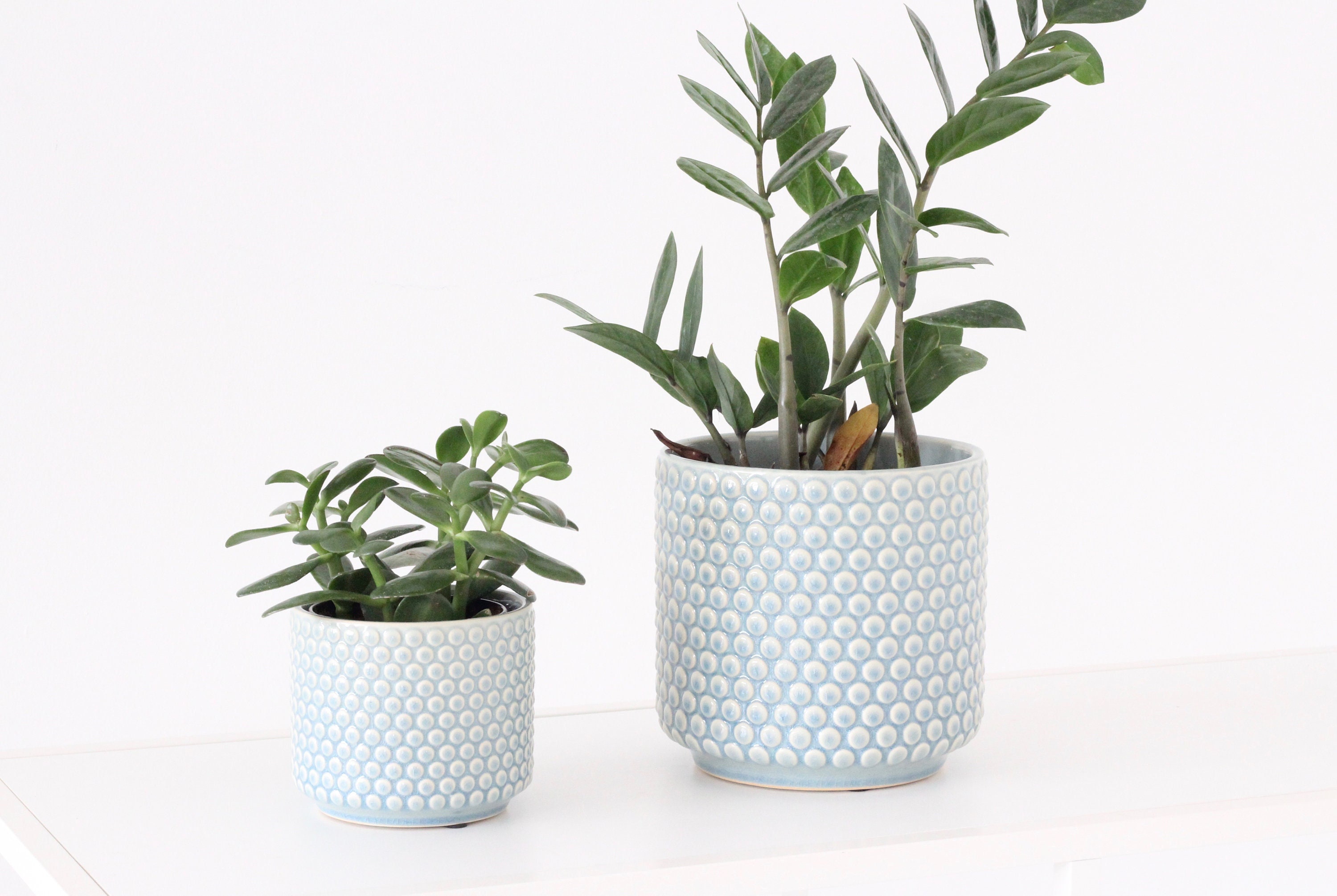 Bubble Textured Plant Pots in Danish Blue and White Ceramic - Etsy