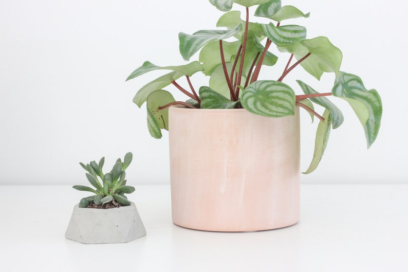 Large Terracotta Blush Pink Cylinder Planter - Etsy