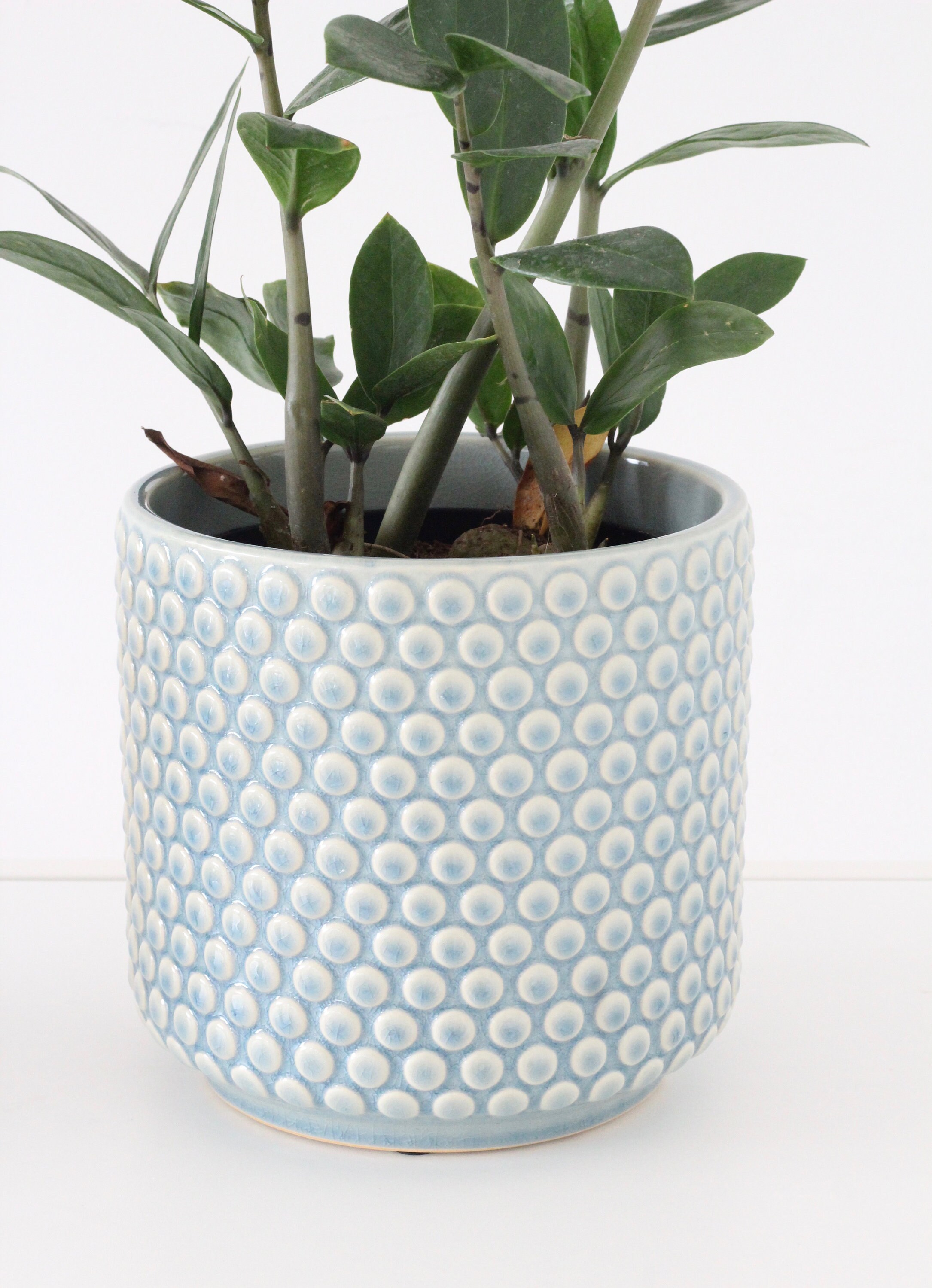 Bubble Textured Plant Pots in Danish Blue and White Ceramic - Etsy