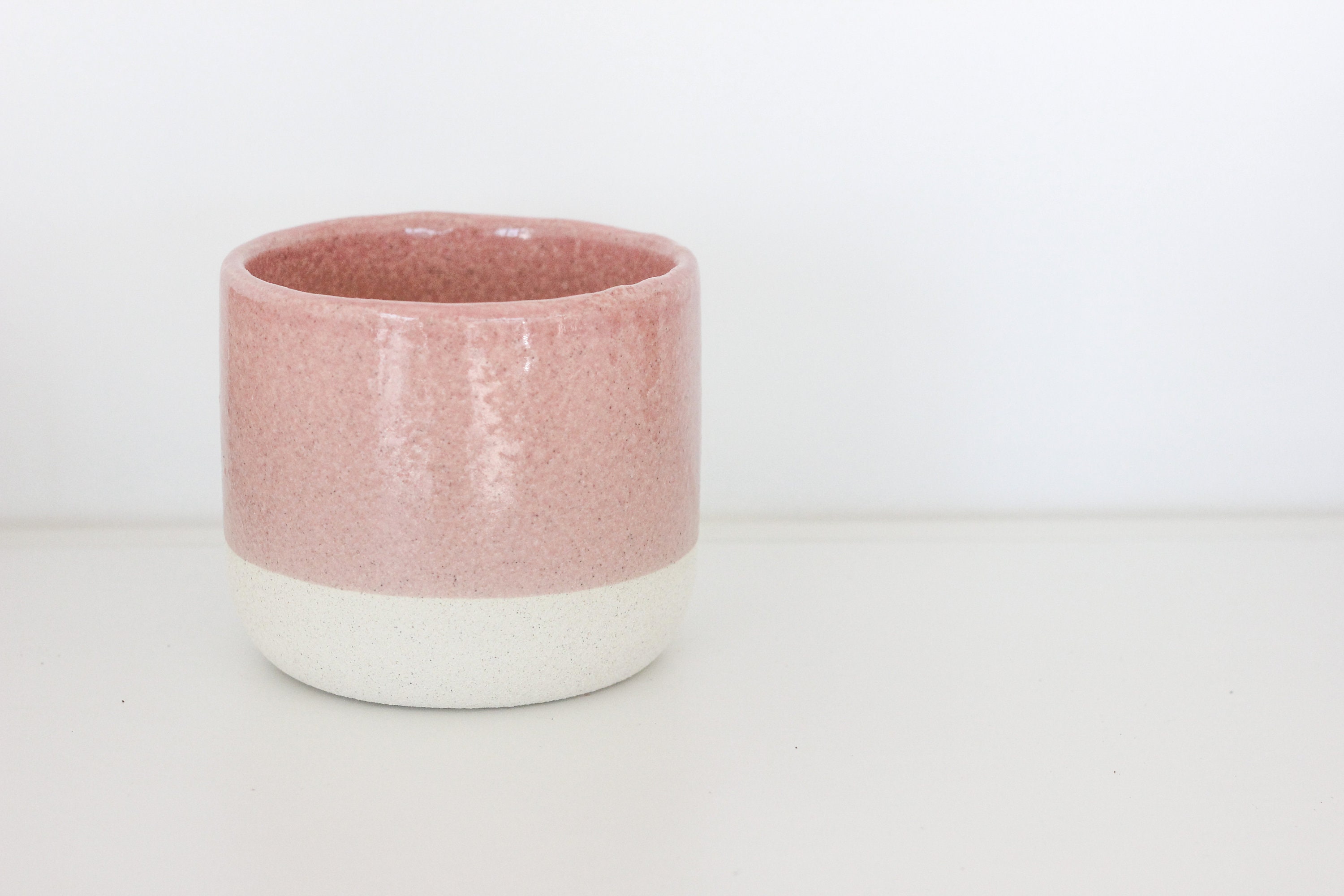 Small Pink and Natural Ceramic Planter Pot With Crackle Glaze | Etsy