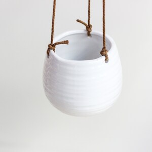 Large Textured Glossy White Ceramic Hanging Planter Pot - Etsy