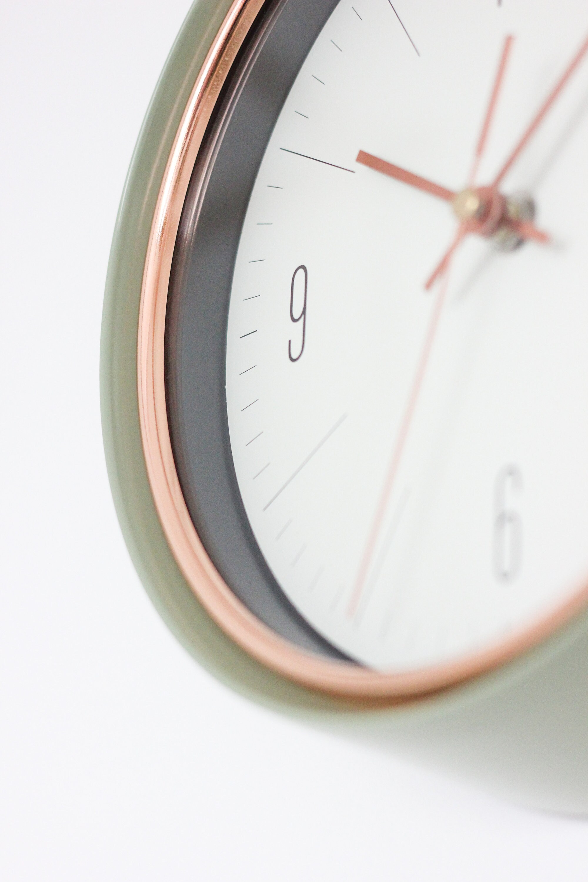 Sage Green Mid-century Modern Wall Clock With Copper Accents - Etsy Canada