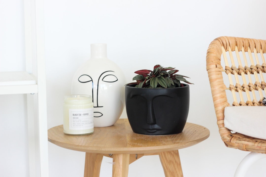 Moon Face Plant Pot in Matte Black - Etsy