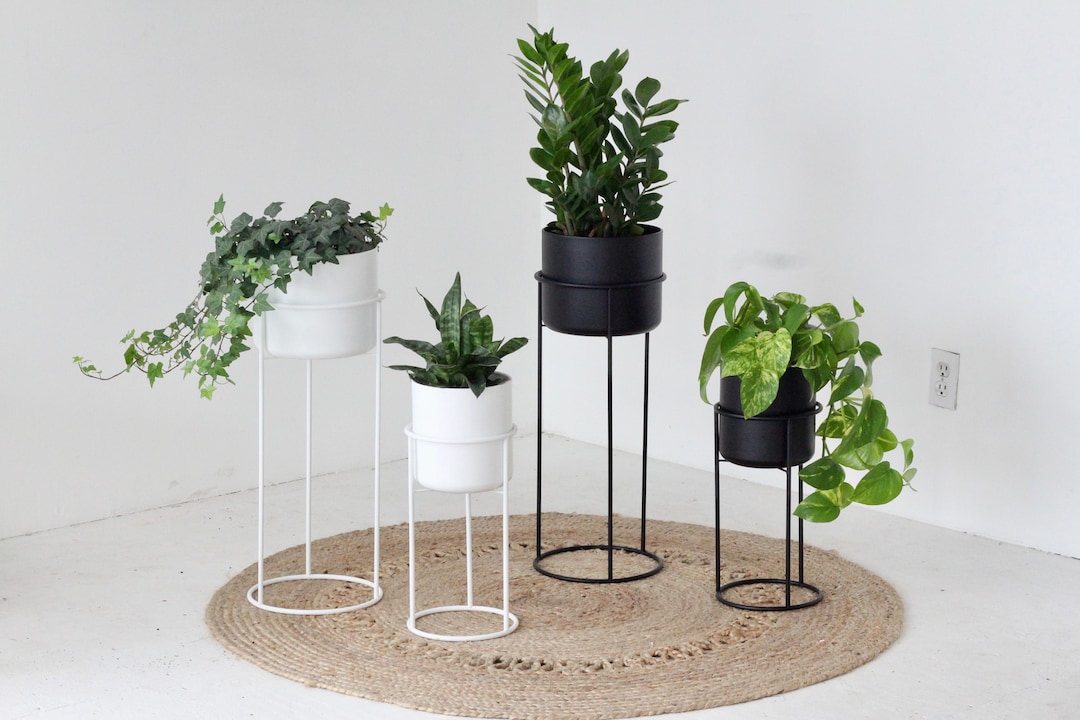 Set of 2 Modern Minimalist Plant Stand in Matte White or Black - Etsy
