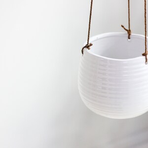 Large Textured Glossy White Ceramic Hanging Planter Pot - Etsy