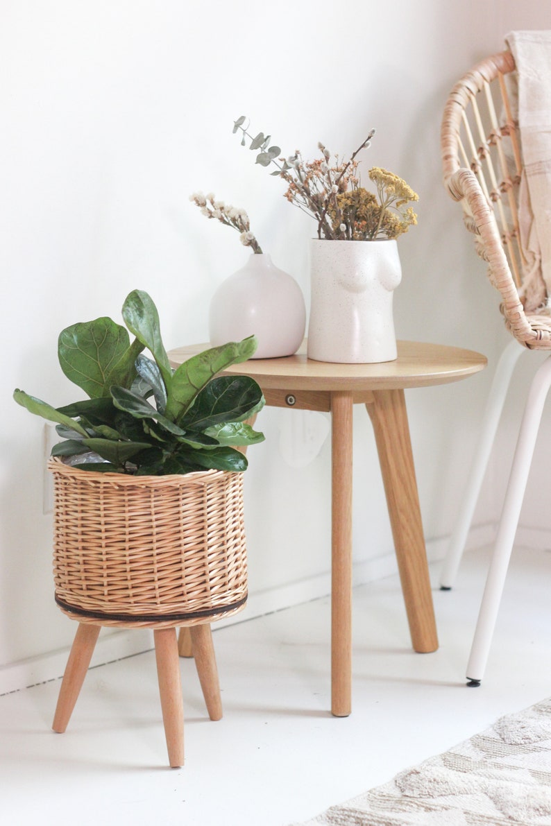 Boho Vintage Wicker Woven Plant Stand - Etsy