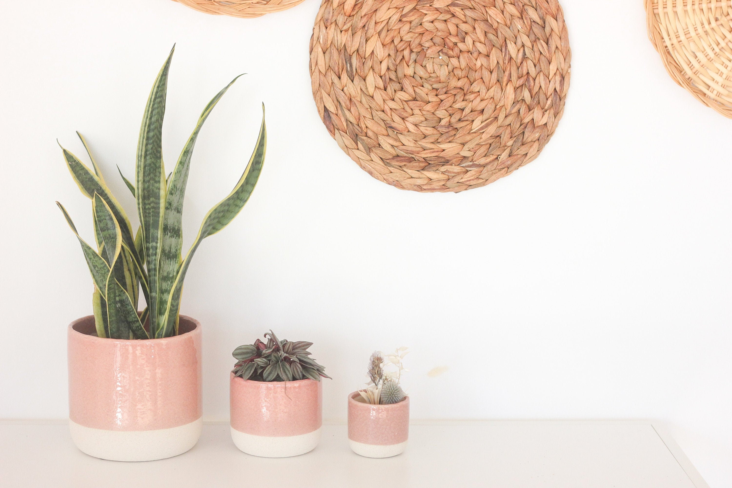 Home Décor Home & Living Handmade ceramic pot with pink wiggle pattern ...