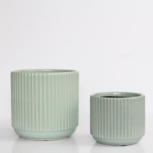 Fluted Sage Green Ribbed Indoor Planter Pot With Reactive Glaze - Etsy