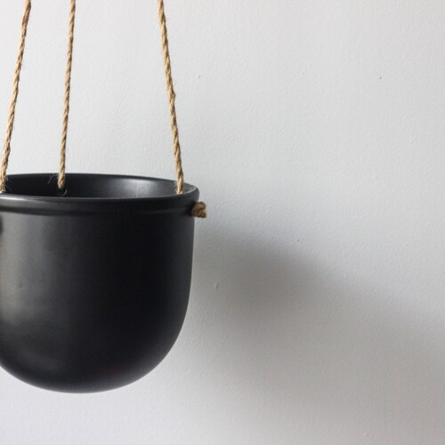 Large Hanging Planter Pot in Matte White - Etsy