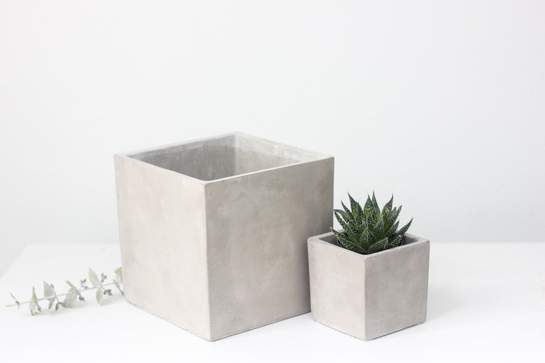 Mini Concrete Cement Square Cube Planter Succulent Pot | Etsy