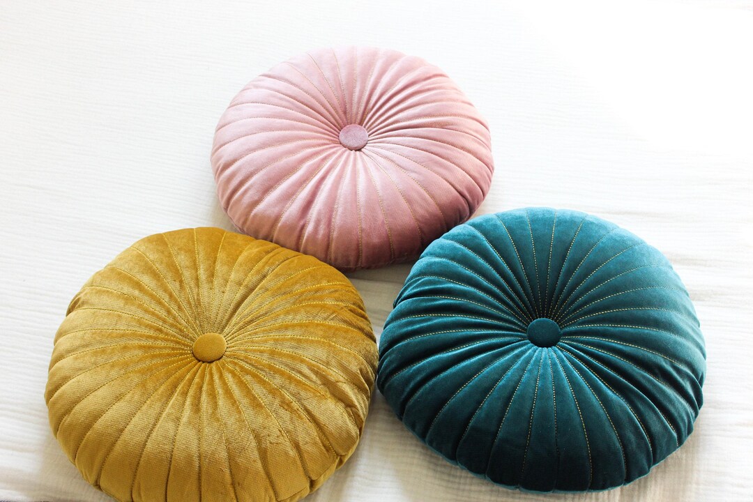 Vintage Boho Round Pintuck Decorative Cushion Circle Pillow - Etsy
