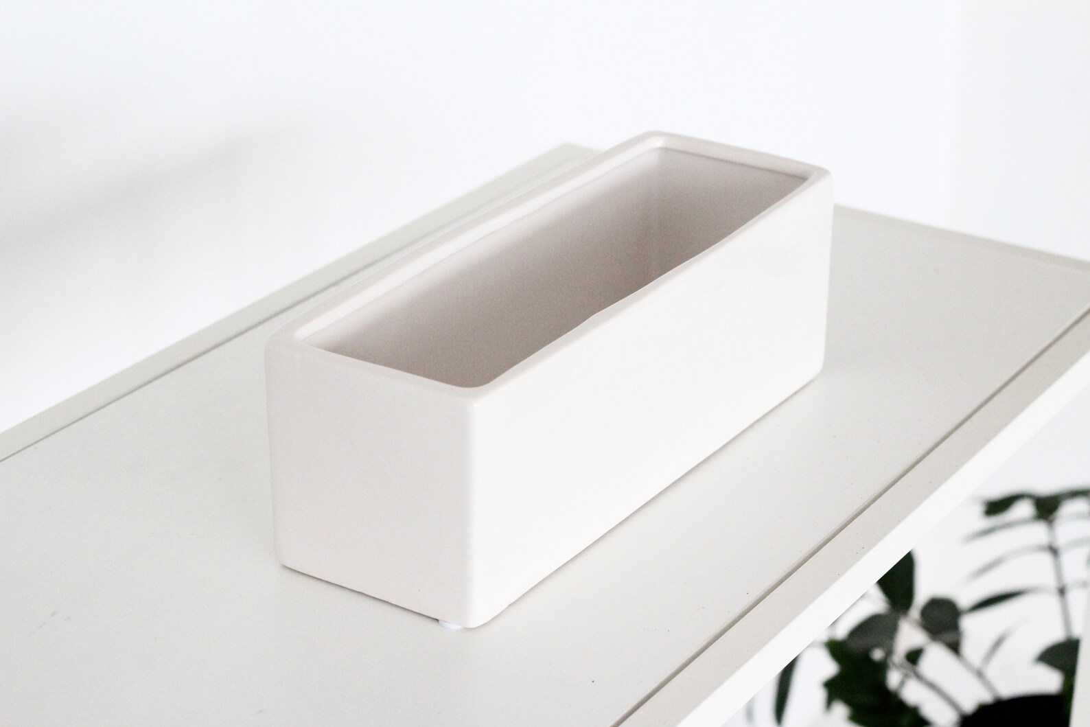 White Ceramic Rectangular Planter Box Indoor - Etsy