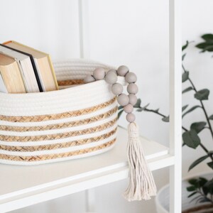 White Cotton and Jute Woven Storage Rope Baskets With Handles - Etsy