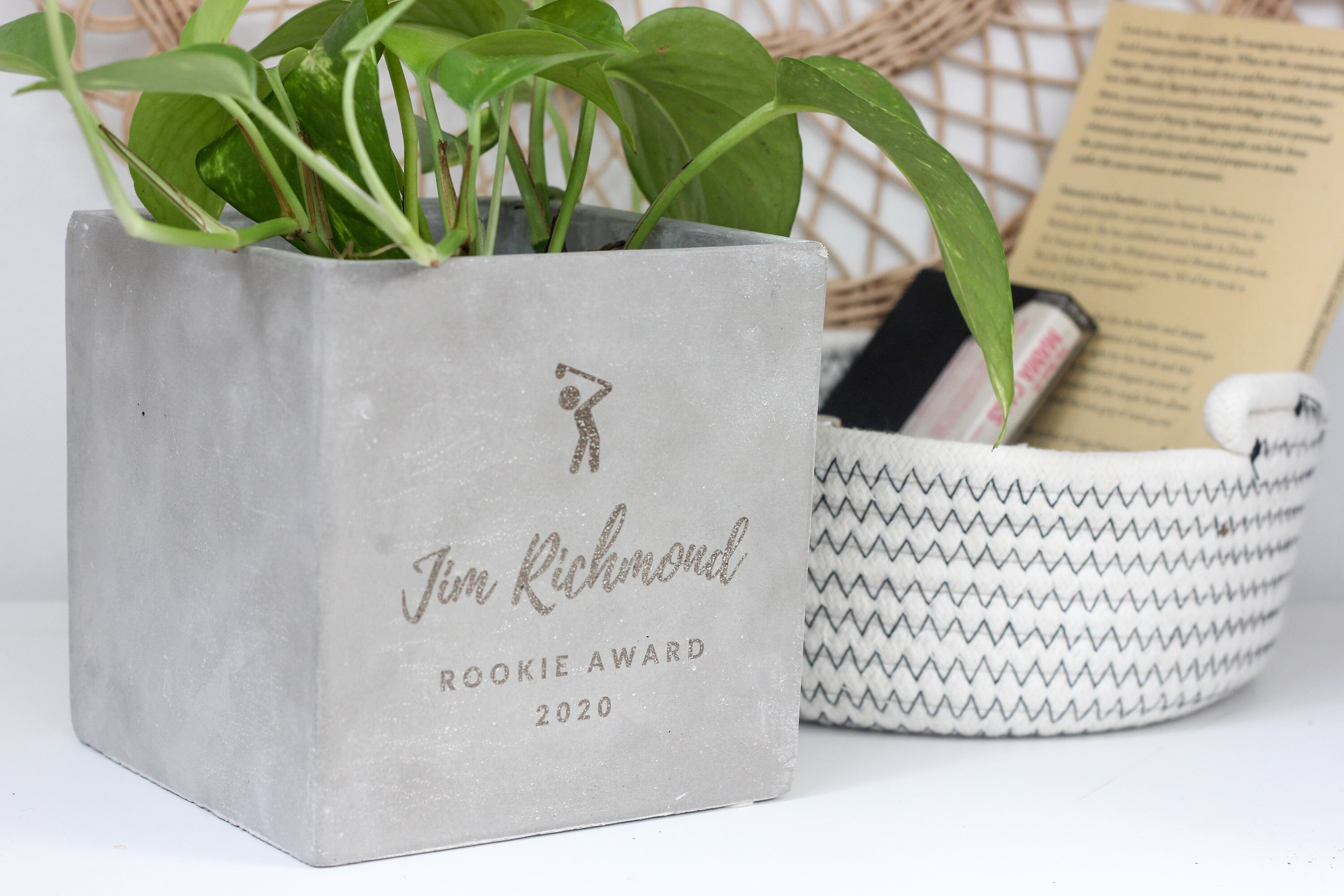 Large Personalized Engraved Custom Concrete Cube Planter Pot - Etsy Canada