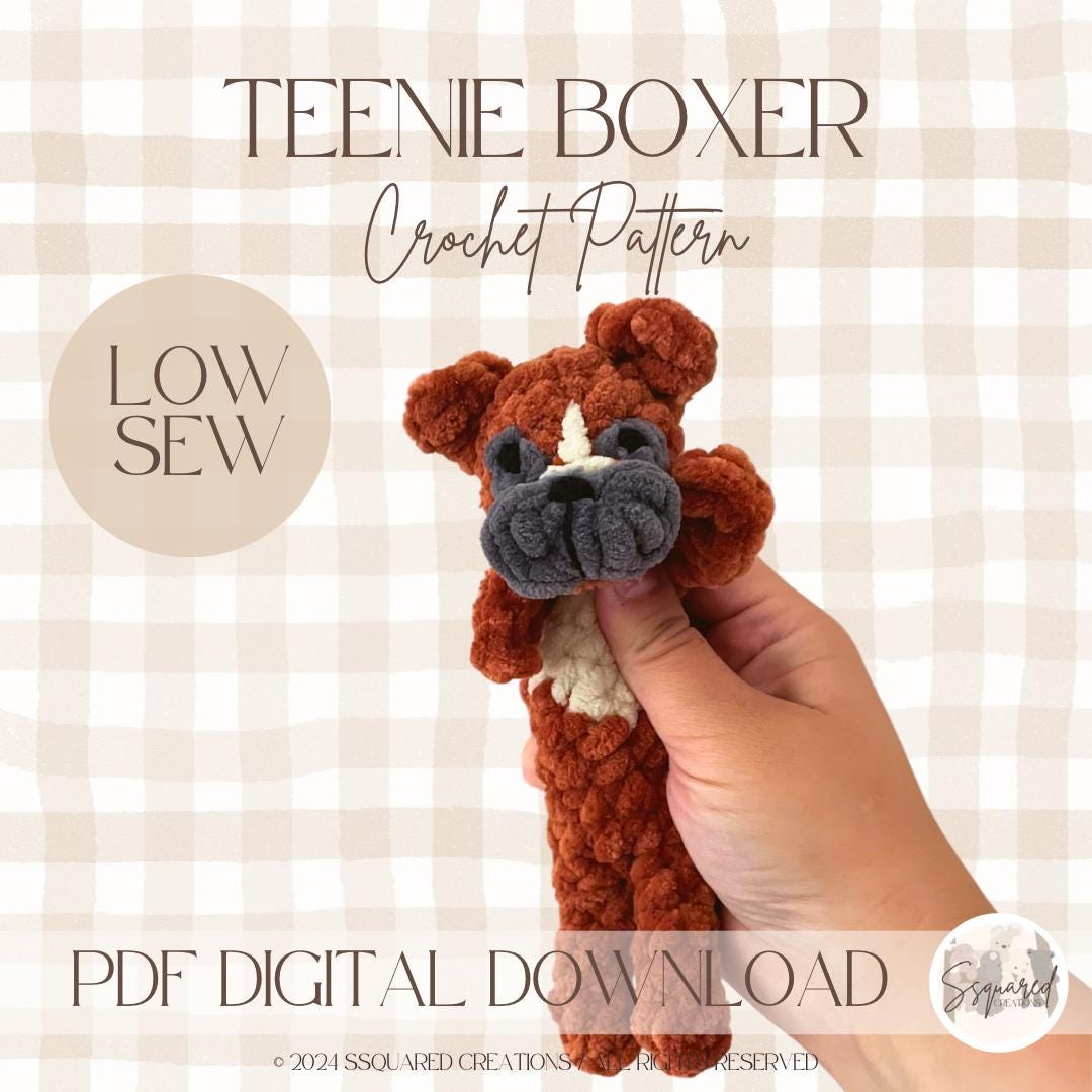 Boxer Dog Crochet Pattern | Low Sew Amigurumi Dog Crochet Pattern for ...