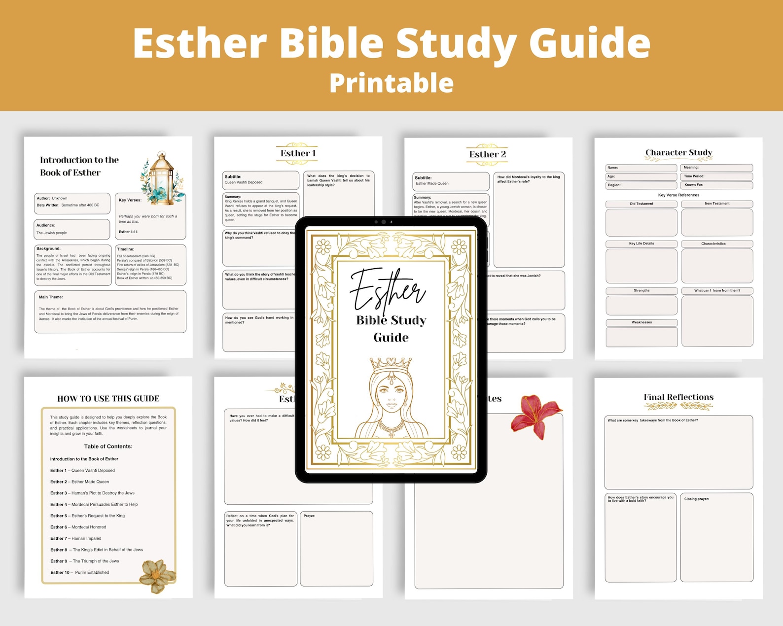 Esther Bible Study Guide | Printable Bible Worksheets for Esther ...