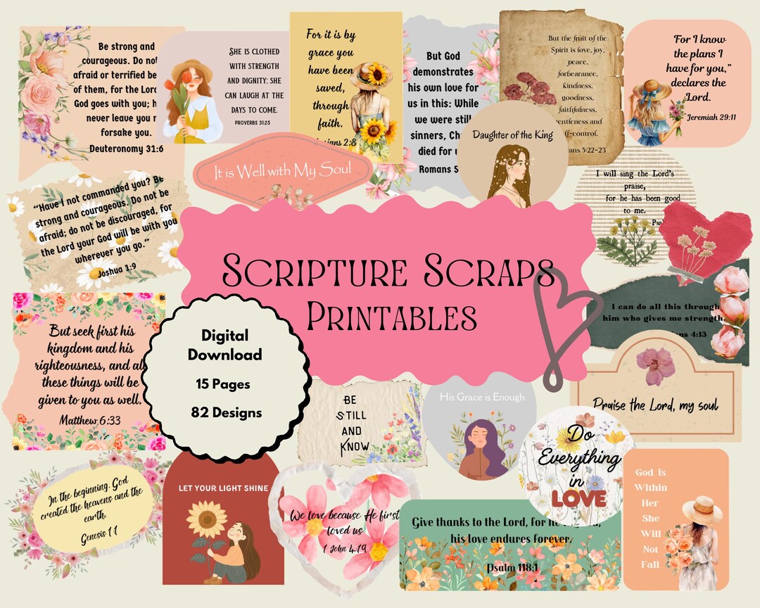 Bible Verse Scrapbook Scraps, Ephemera for Junk Journal or Prayer Board ...