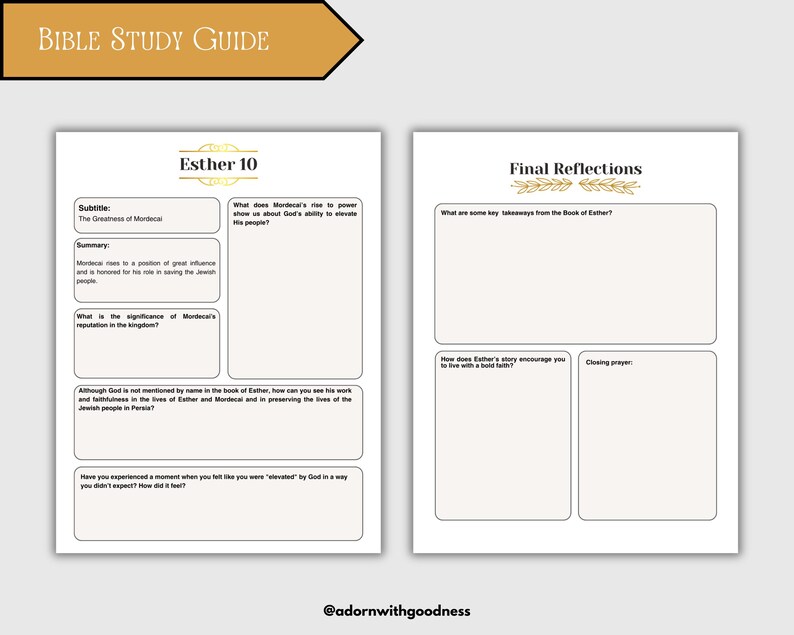 Esther Bible Study Guide | Printable Bible Worksheets for Esther ...