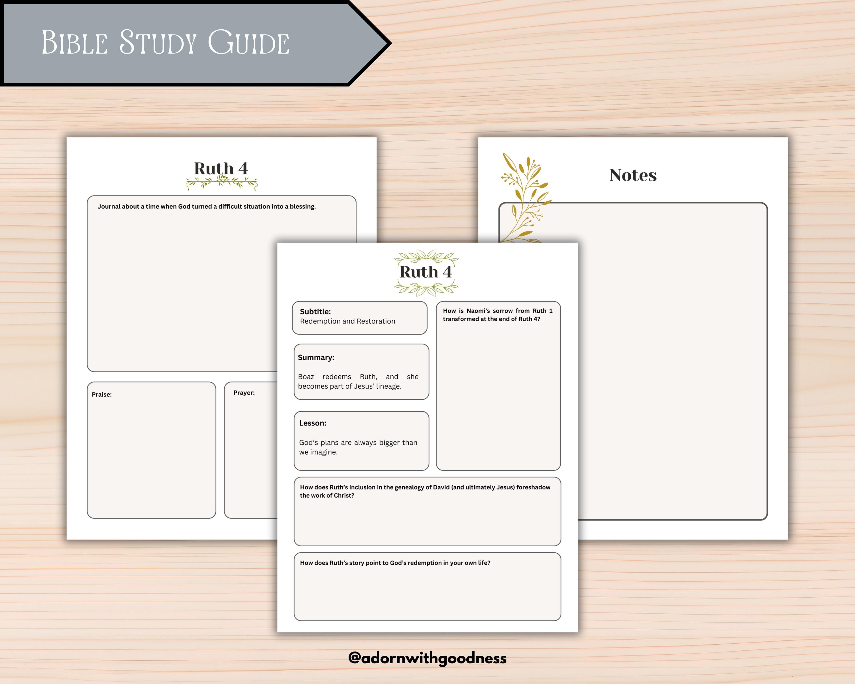 Ruth Bible Study Guide | Printable Bible Worksheets | Bible Study ...