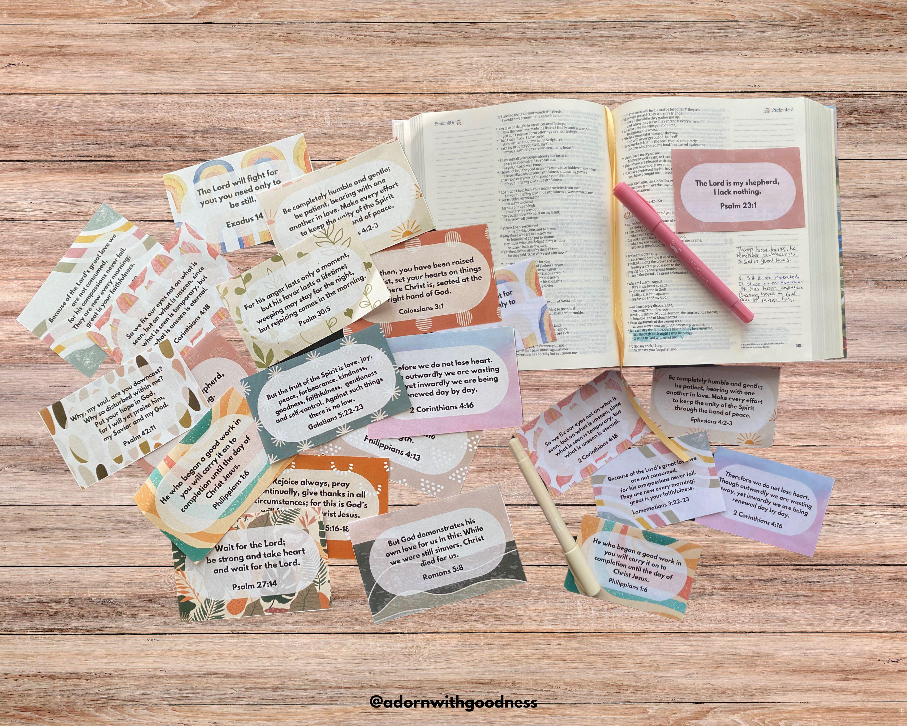 80 Bible Verse Cards | Encouraging Christian Bible Verse Cards | Memory ...