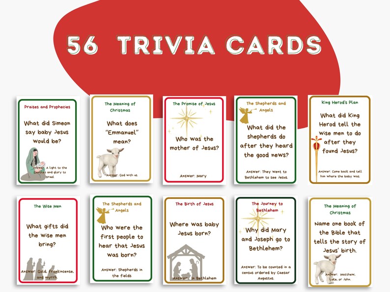 Printable Christmas Bible Trivia Game for Kids, Nativity Bible Trivia ...