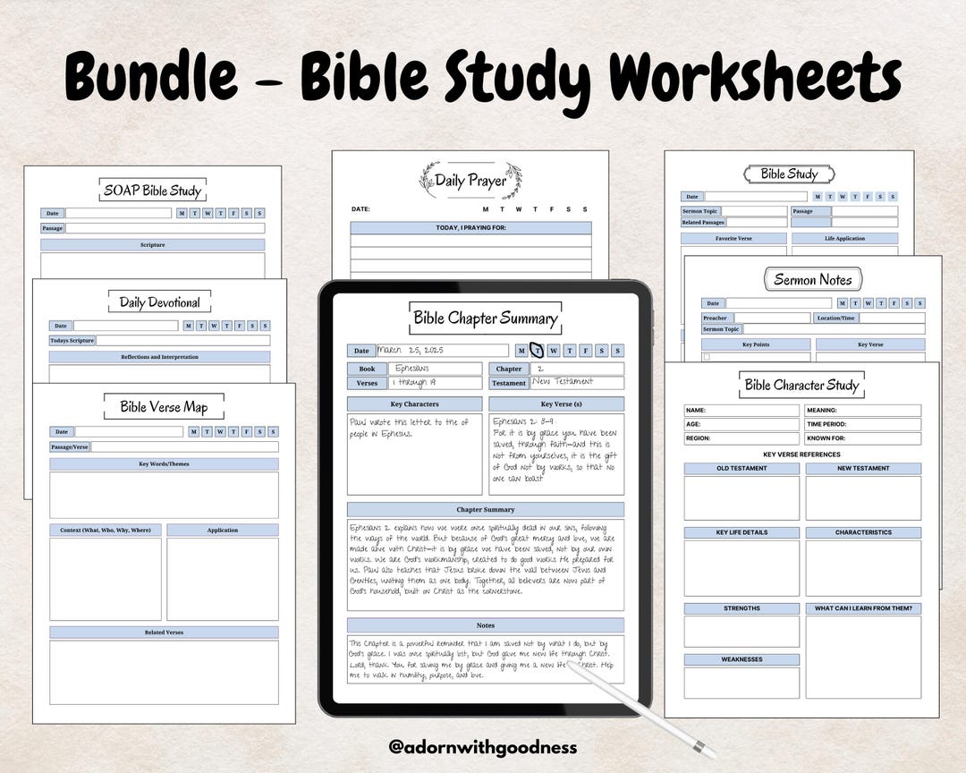 Bible Study Bundle | Printable Bible Study Worksheets | SOAP, ACTS ...