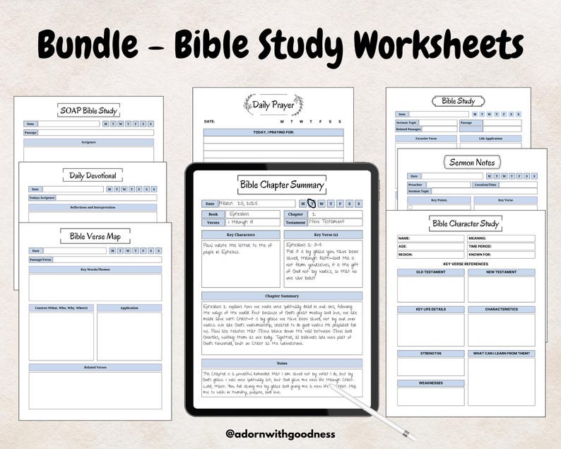 Bible Study Bundle | Printable Bible Study Worksheets | SOAP, ACTS ...