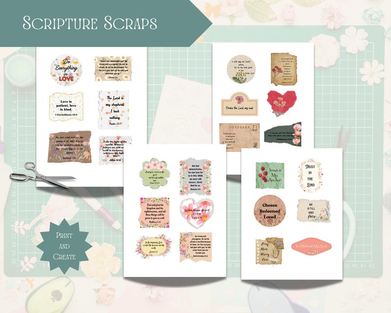Bible Verse Scrapbook Scraps, Ephemera for Junk Journal or Prayer Board ...