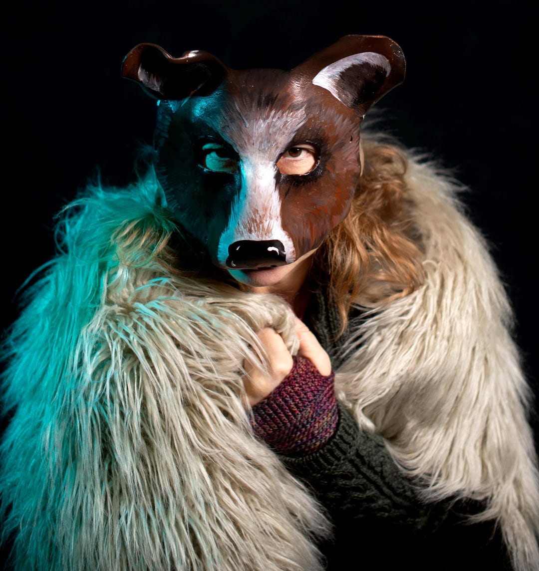 Handmade Leather Bear Mask: Spirit Animal Costume, LARP, Renaissance ...