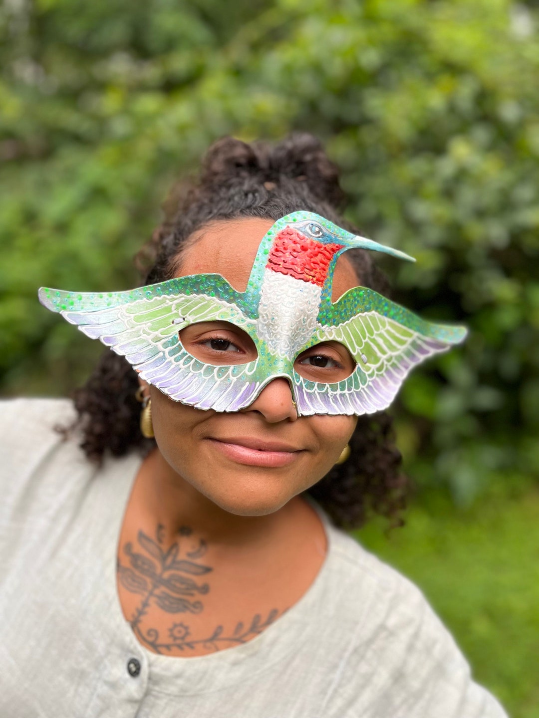 Ruby Hummingbird Mask Handmade Leather Mask for Masquerade / Halloween ...