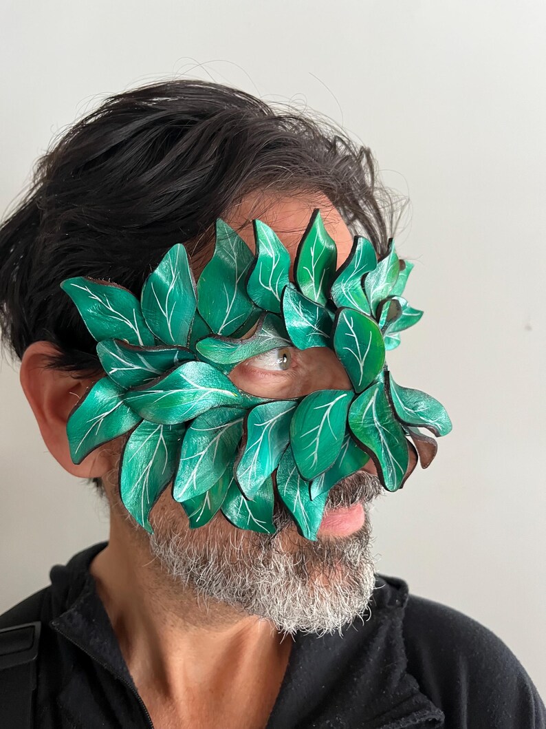 Handmade Green Man Leather Mask, Reclaimed Leaf Mask - Etsy UK