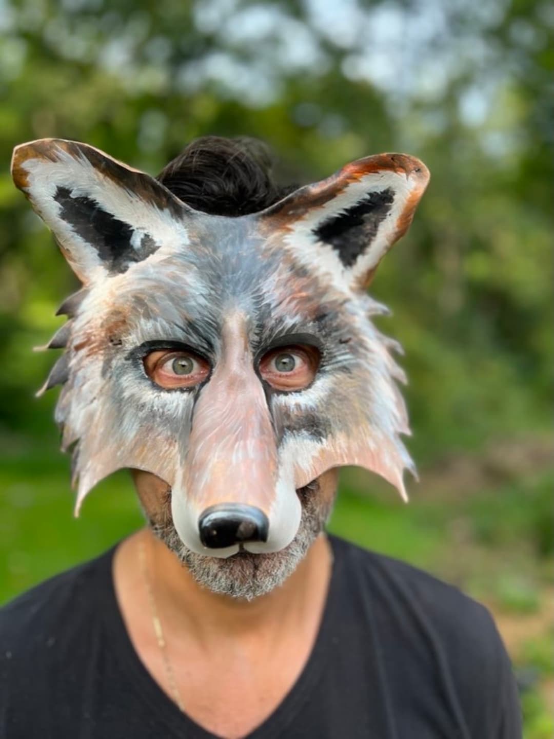 Wolf Mask Handmade Hand Painted Leather Masks for Masquerade / - Etsy