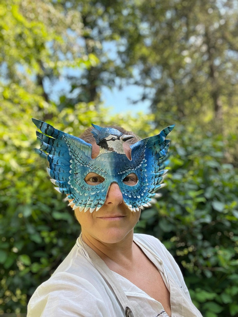 Blue Jay Mask Handmade Leather Mask for Masquerade / Halloween ...