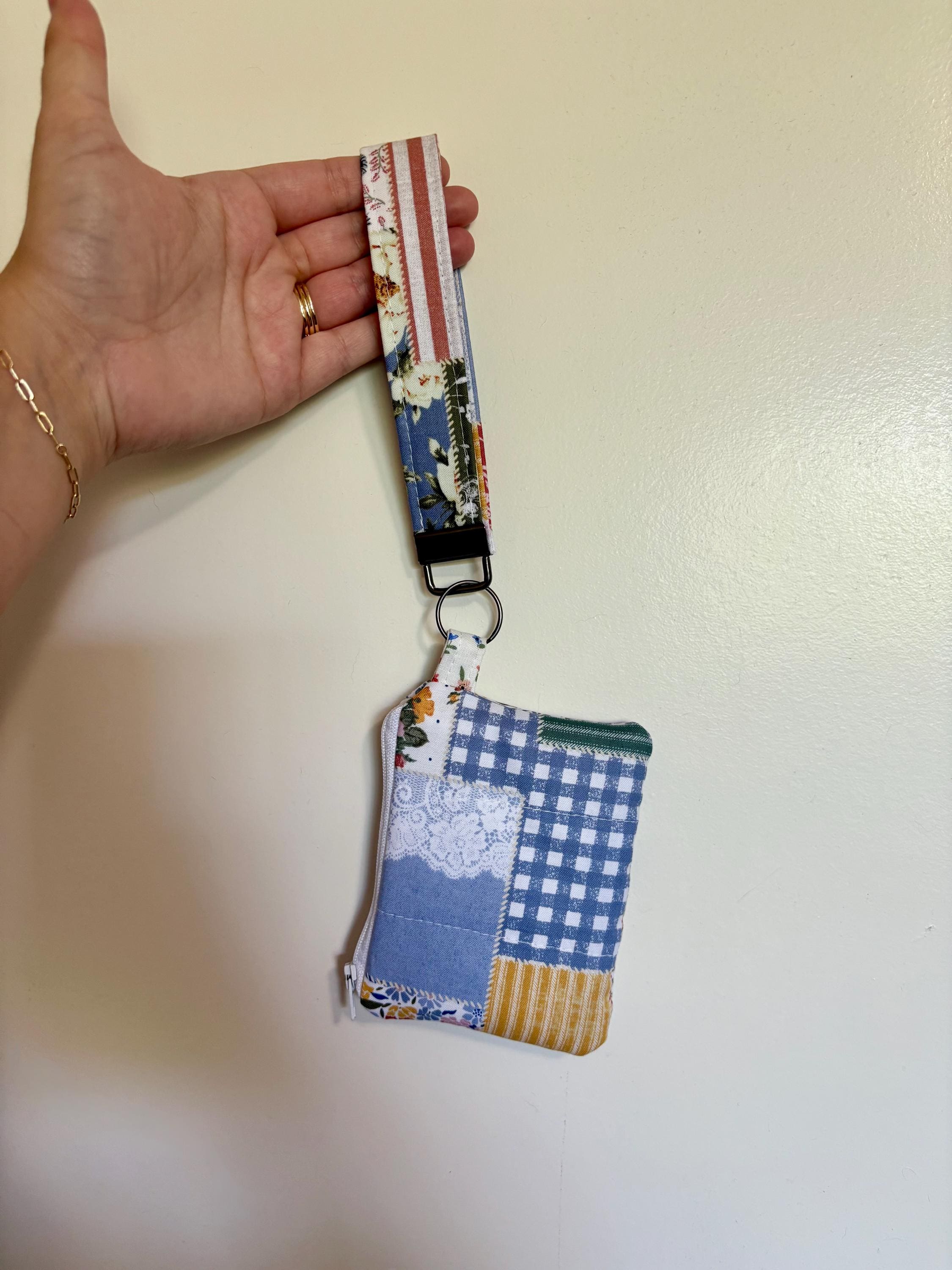Fabric Wristlet Keychain Handmade Fabric Key Fob Wrist Lanyard for Keys ...