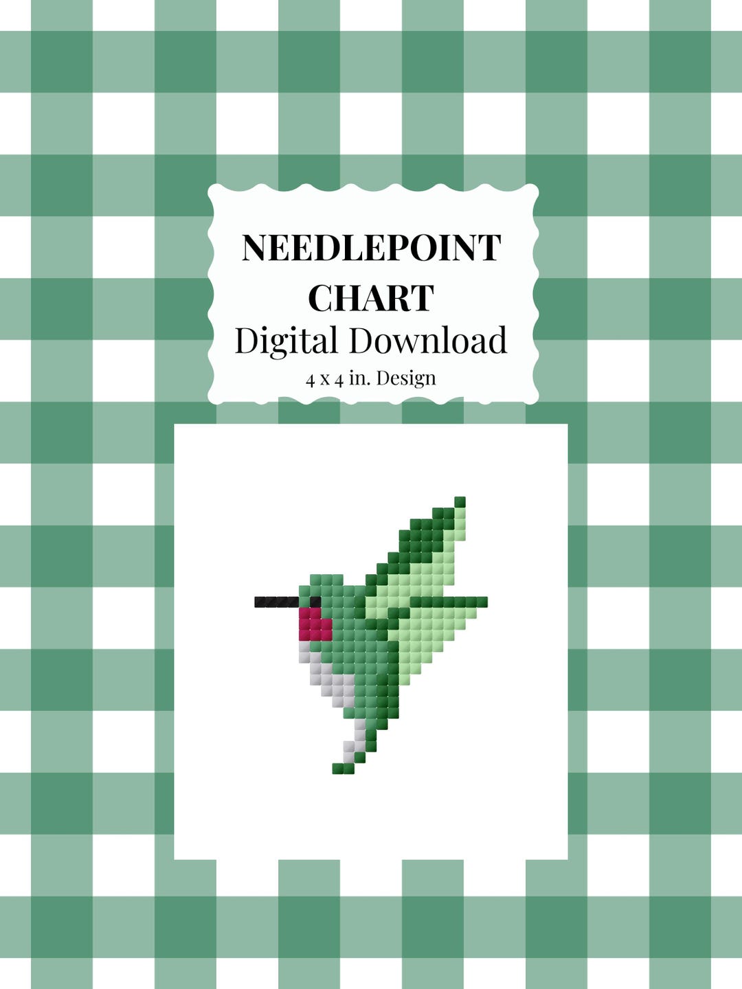 Mini Hummingbird Needlepoint Chart - Digital Download, Beginner Project ...