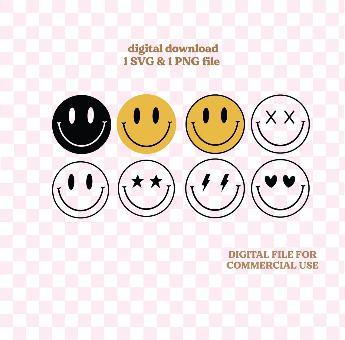 Smiley SVG Smiley SVG Happy Face SVG Trendy Aesthetic - Etsy