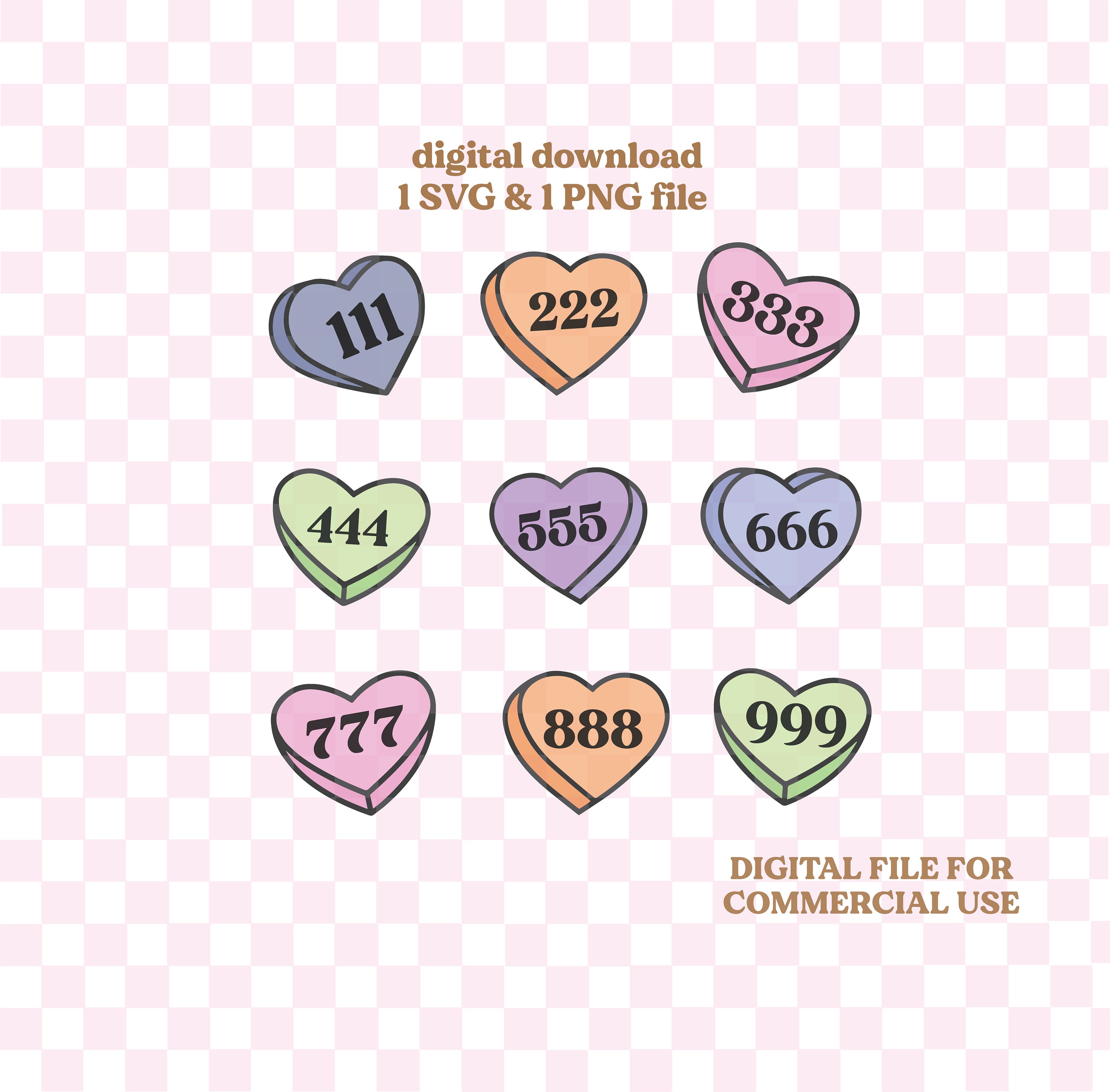 Angel Number SVG 111 222 333 Heart Svg Candy Heart - Etsy