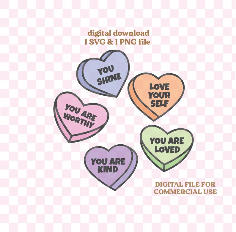 Affirmation SVG | Candy Heart SVG | Trendy Svg Love Heart - Etsy