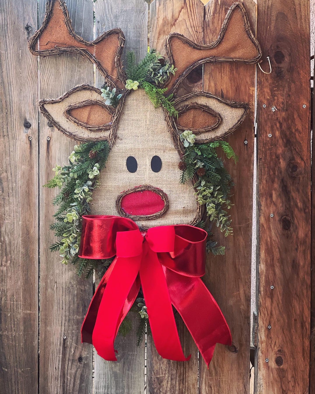 Peekaboo Rudolph, Reindeer Christmas Wreath, Christmas Gift Idea ...