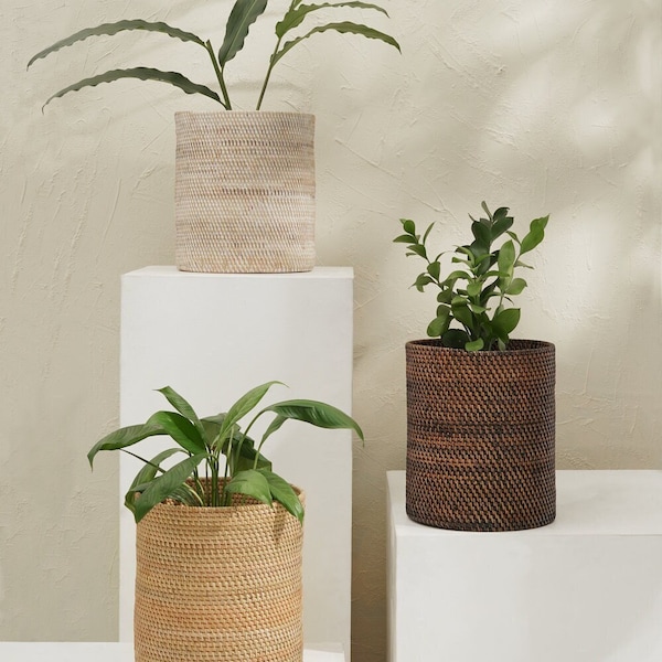 Large Rattan Plant Pot - Etsy