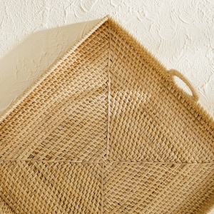 Serving Tray With Handles Square / Large Woven Wicker Tray / Rattan ...