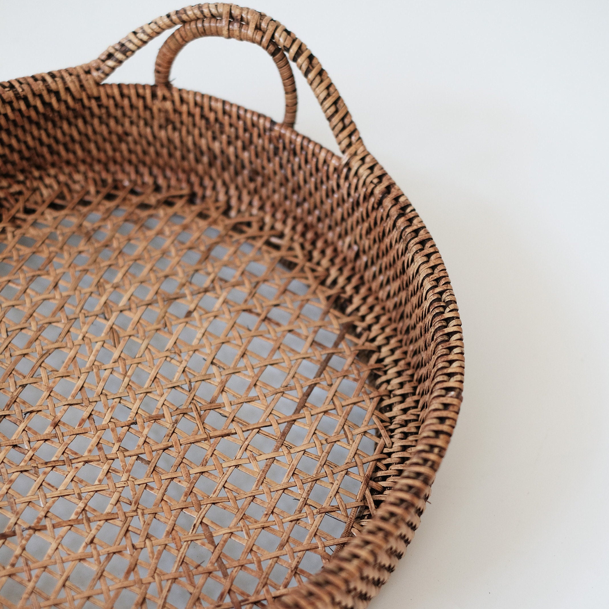 Patterned Rattan Woven Basket With Handles / Decorative Baskets for ...