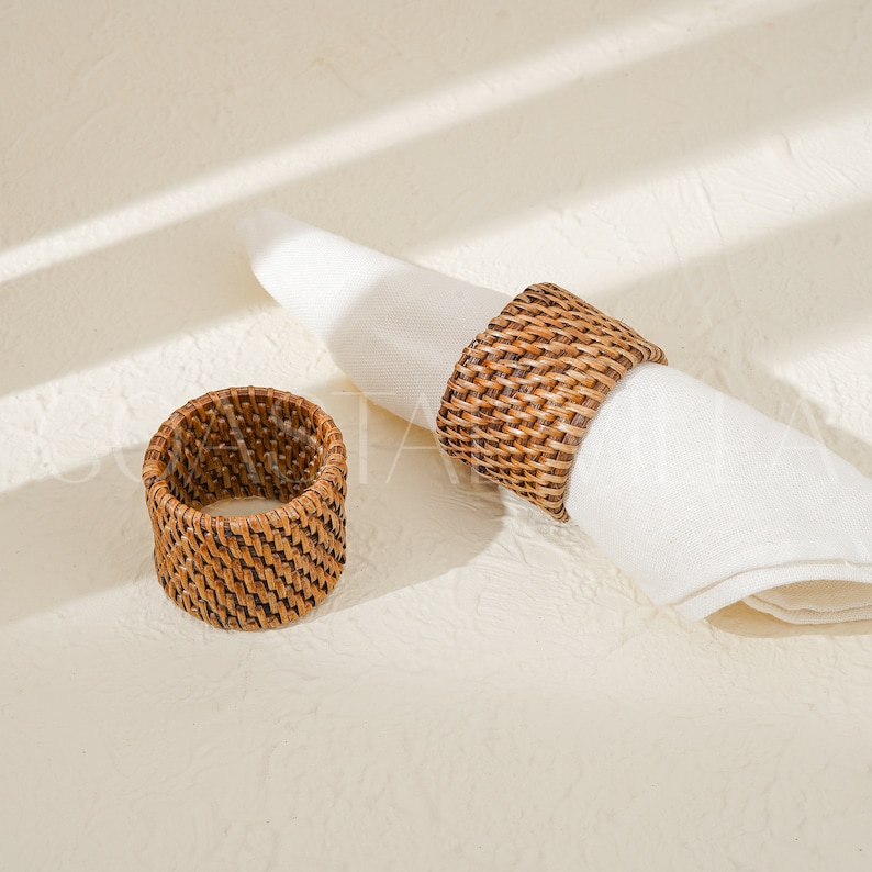 Napkin Ring Rattan Round/circular / Napkin Ring Holder / Woven - Etsy