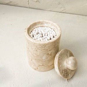Marble Beige Container With Lid / Marble Canister / Bathroom Organiser ...