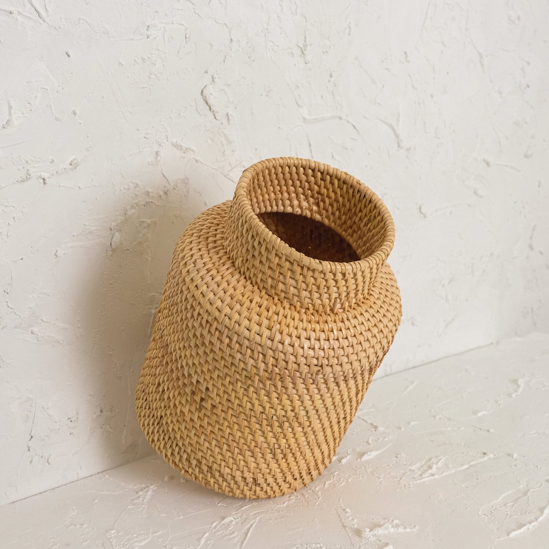 Natural Rattan Vase and Rattan Bowl / Wicker Vase / Flower Pot - Etsy