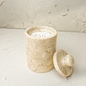 Marble Beige Container With Lid / Marble Canister / Bathroom Organiser ...