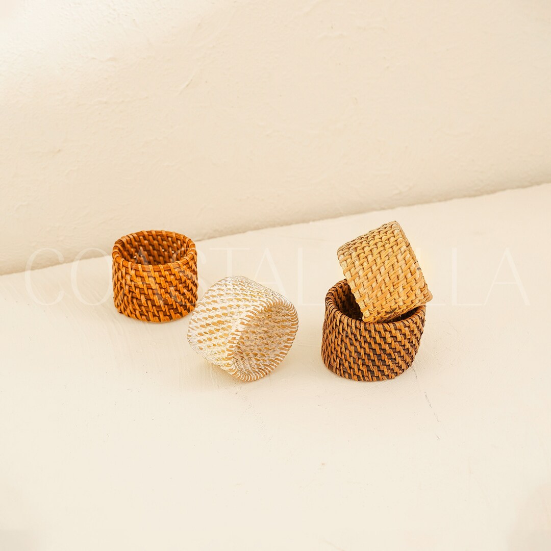 Napkin Ring Rattan Round/circular / Napkin Ring Holder / Woven Wicker ...