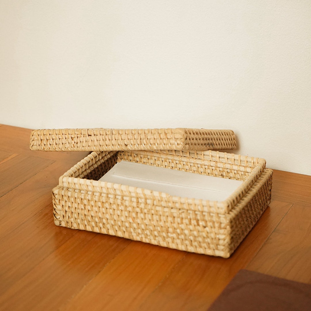 Handwoven Mini Rattan Basket With Lid 20lx15wx7h Cm Available in 5 ...