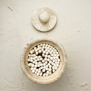 Marble Beige Container With Lid / Marble Canister / Bathroom Organiser ...