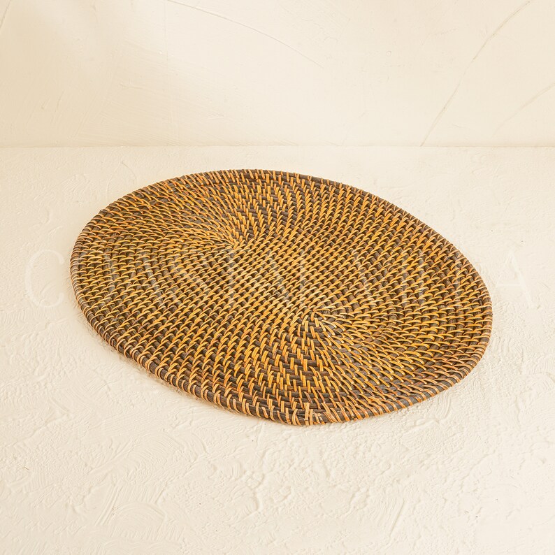 Placemat Oval Rattan / Rattan Woven Placemat / Handmade Wicker - Etsy
